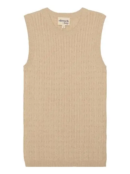 ELLSWORTH + IVEY Cableknit Sleeveless Sweater - Neutral