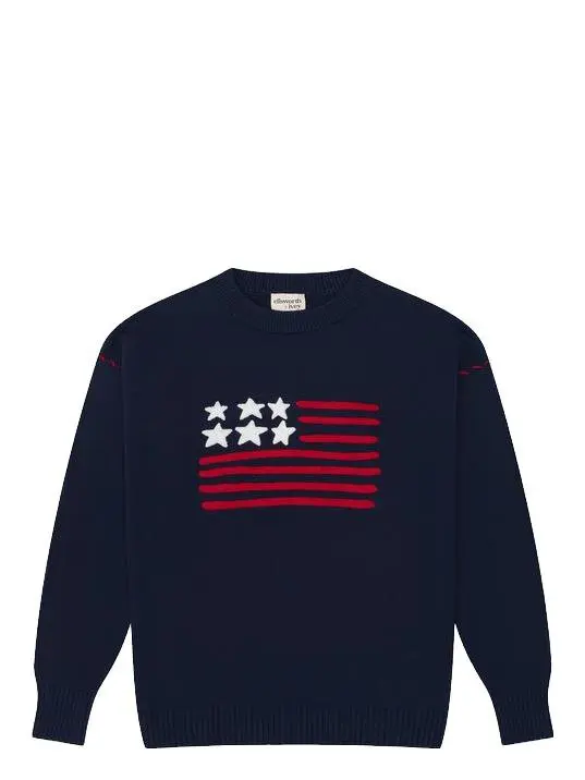 ELLSWORTH + IVEY American Flag Crewneck - Black