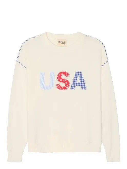 ELLSWORTH + IVEY Riley Crew Usa Patchwork - Neutral