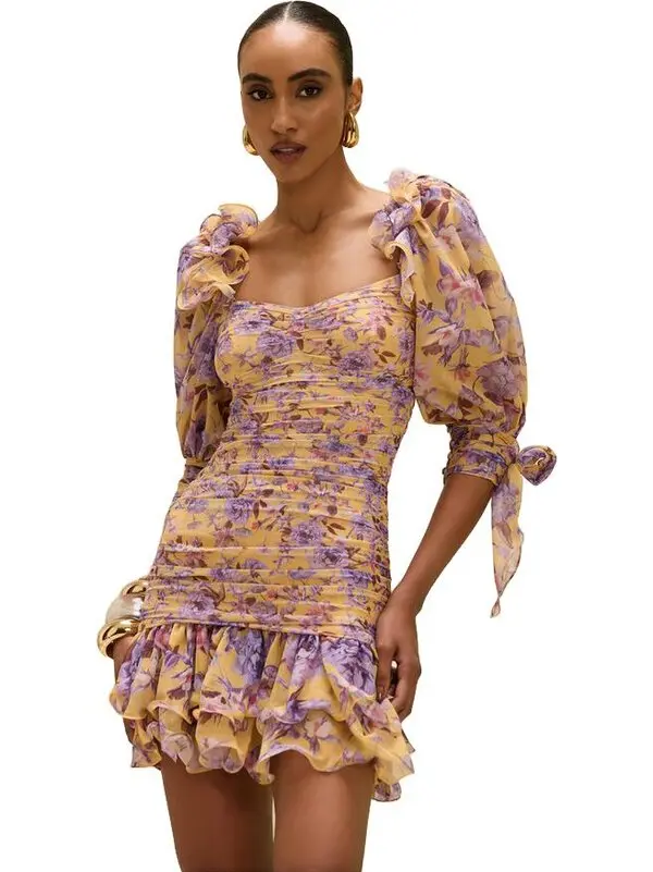 PatBO Peony Mini Dress - Yellow