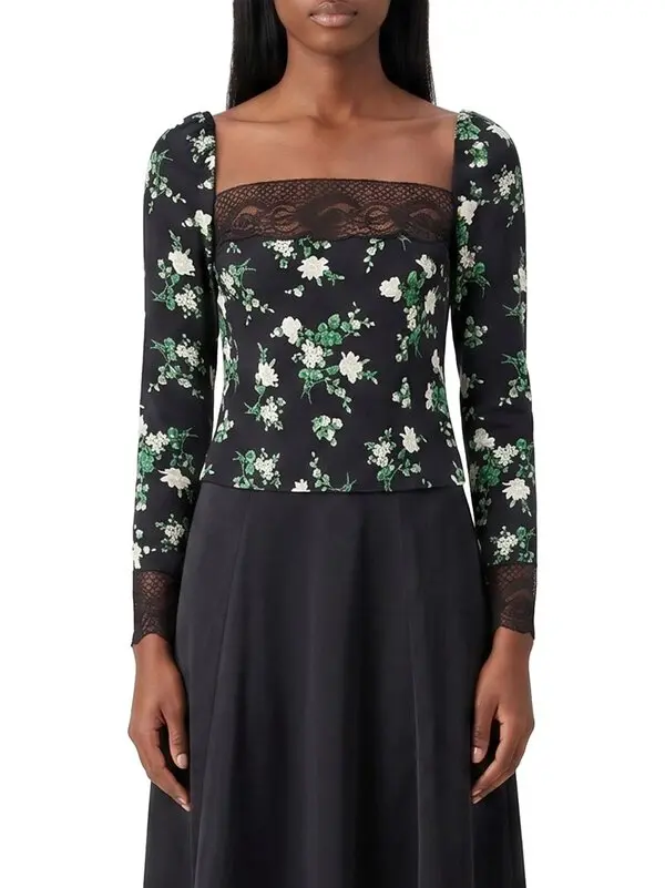 Dolce & Gabbana Floral Silk Corset Top - Black
