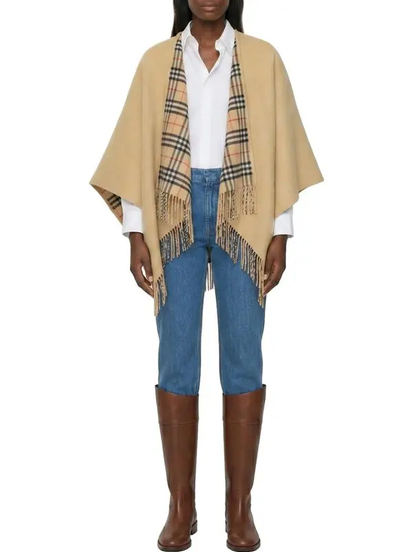 Burberry Check Wool Cape - Beige