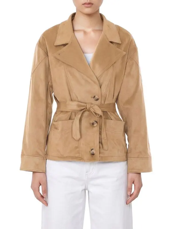 URBANCODE Suede Belted Jacket - Beige