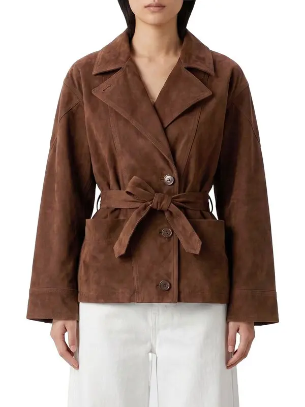 URBANCODE Suede Belted Jacket - Brown