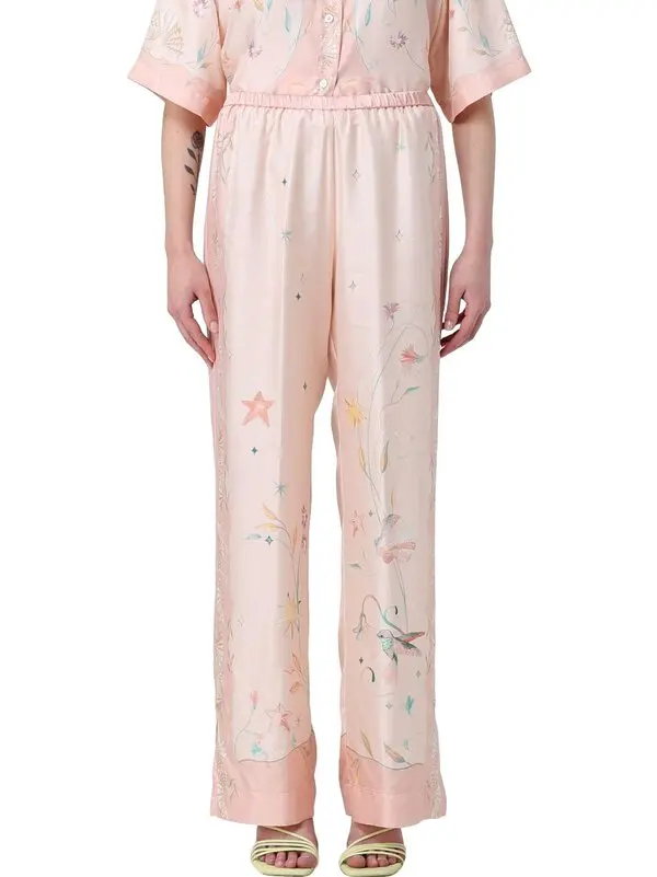 FORTE_FORTE Silk Floral Print Palazzo Trousers - Pink