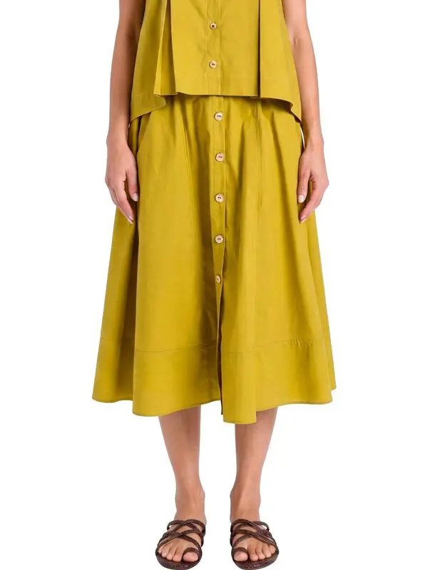 TWINSET Button Front Skirt - Forest Green
