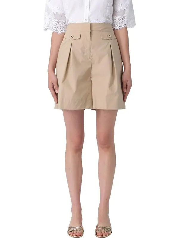 TWINSET Tailored Pleated Shorts - Beige