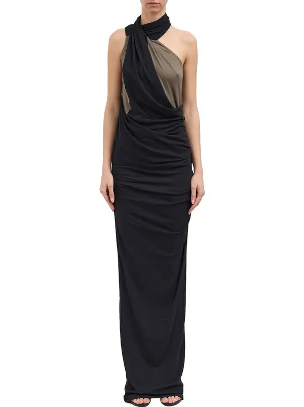 ENTIRE STUDIOS Asymmetrical Stretch Cotton Maxi Dress - Black