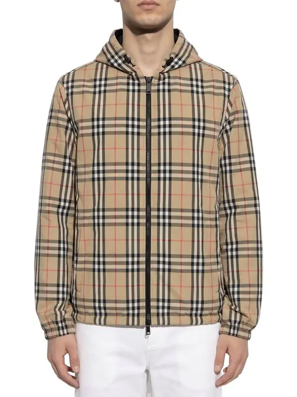 Burberry Checked Hooded Jacket - Sand