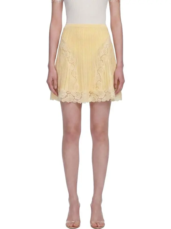 SELF-PORTRAIT Lace Skirt - Yellow