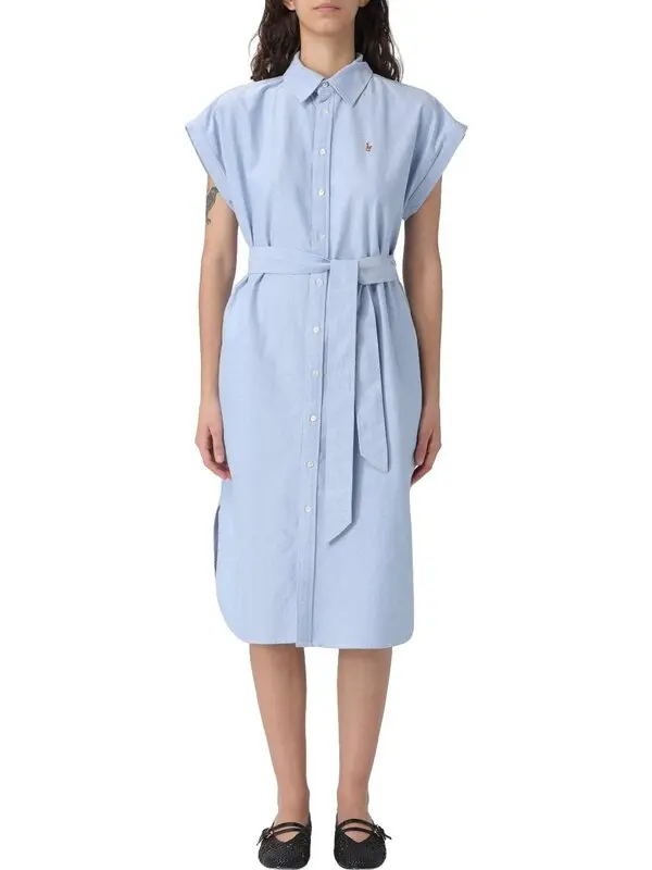 Polo Ralph Lauren Belted Shirt Dress With Logo Detail - Blue