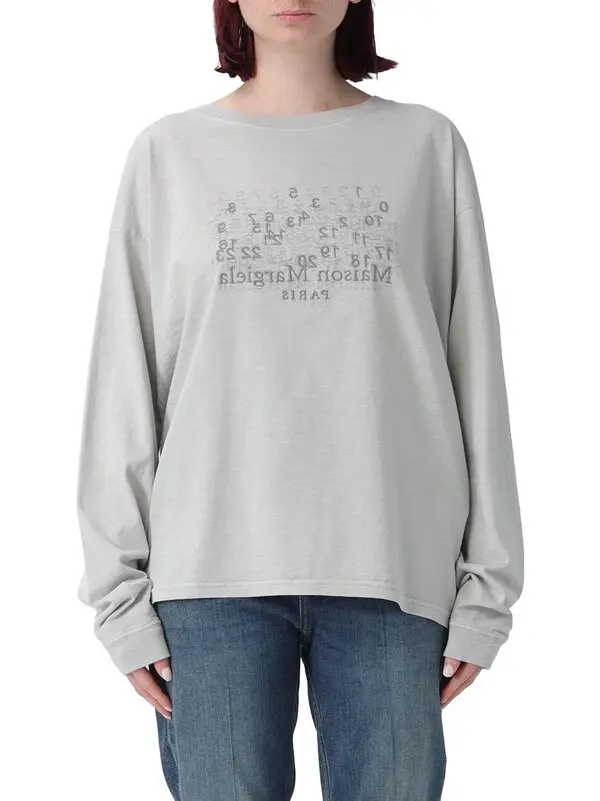 MAISON MARGIELA Numeric Logo Long-sleeved Cotton T-shirt - Grey
