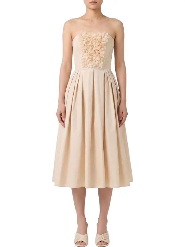 Elisabetta Franchi Strapless Embellished Midi Dress - Beige