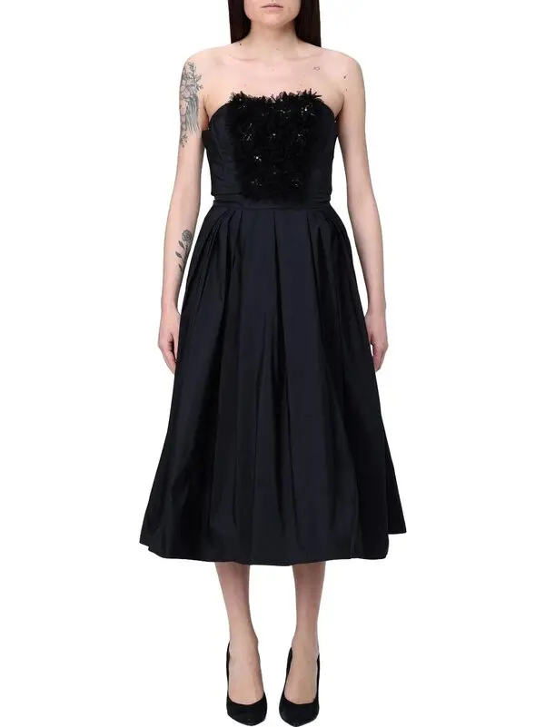 Elisabetta Franchi Strapless Embellished Midi Dress - Black