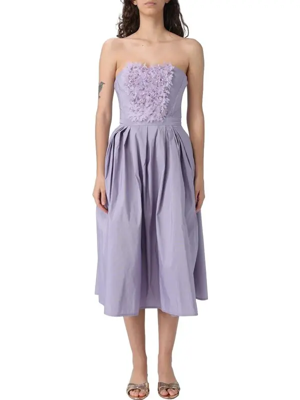 Elisabetta Franchi Strapless Embellished Midi Dress - Lilac