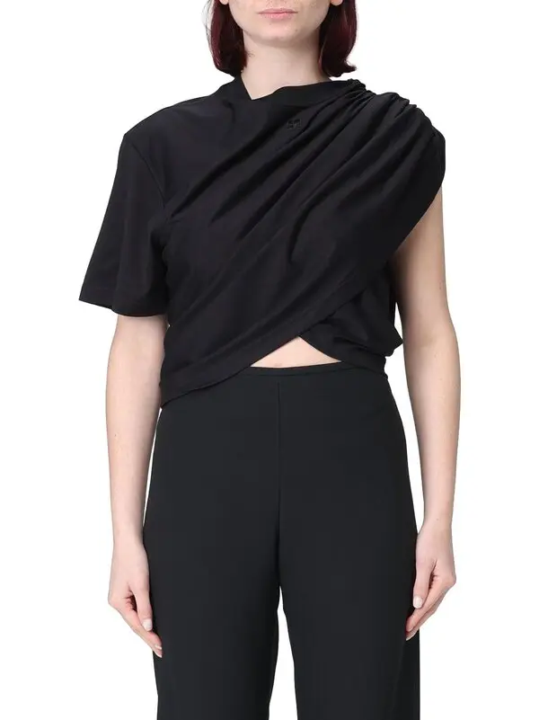 COURREGES Asymmetrical Draped Top - Black