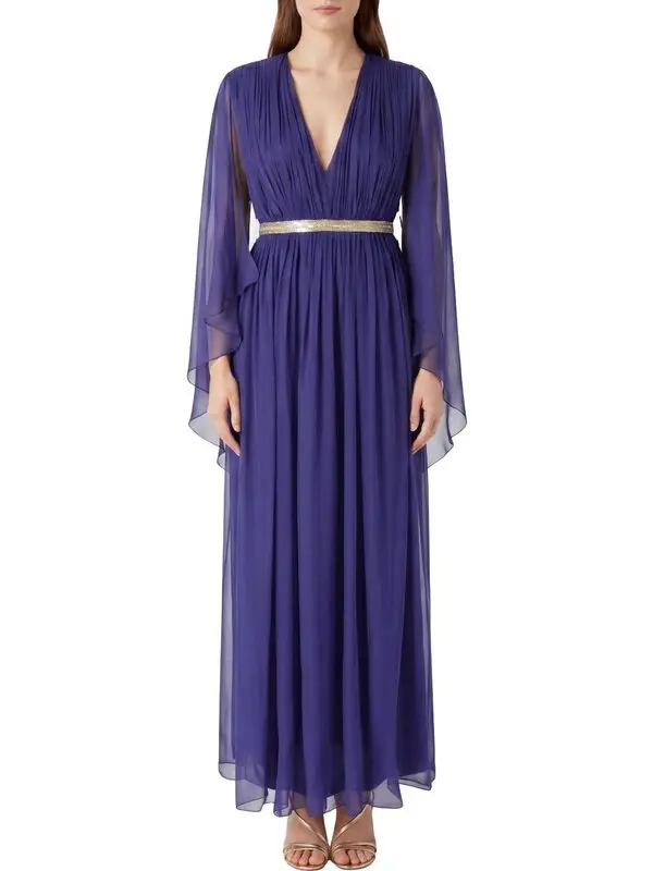 Alberta Ferretti Long Dress With Cape Effect - Blue