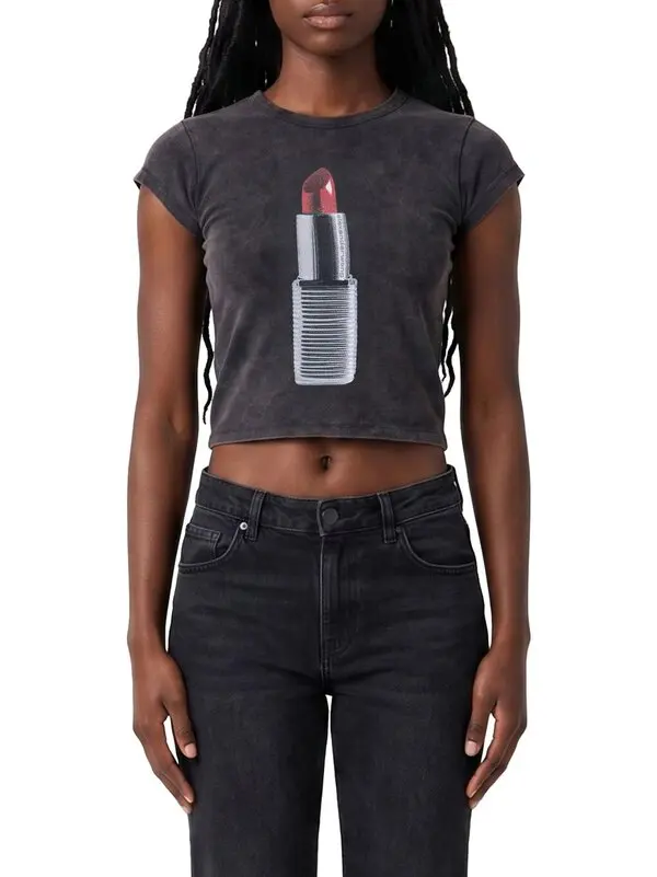 Alexander Wang Cropped Slim Fit Graphic T-shirt - Grey