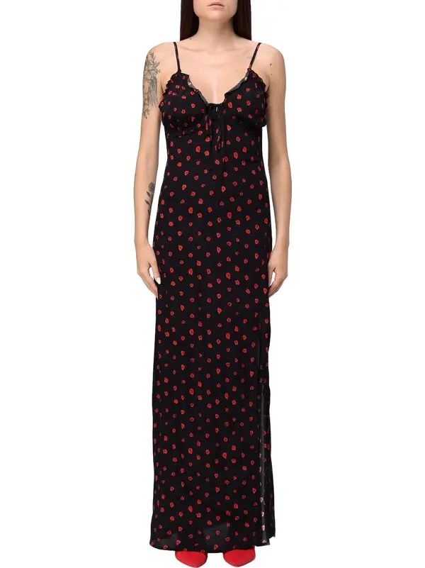MAR DE MARGARITAS Viscose Floral Printed Maxi Dress - Black
