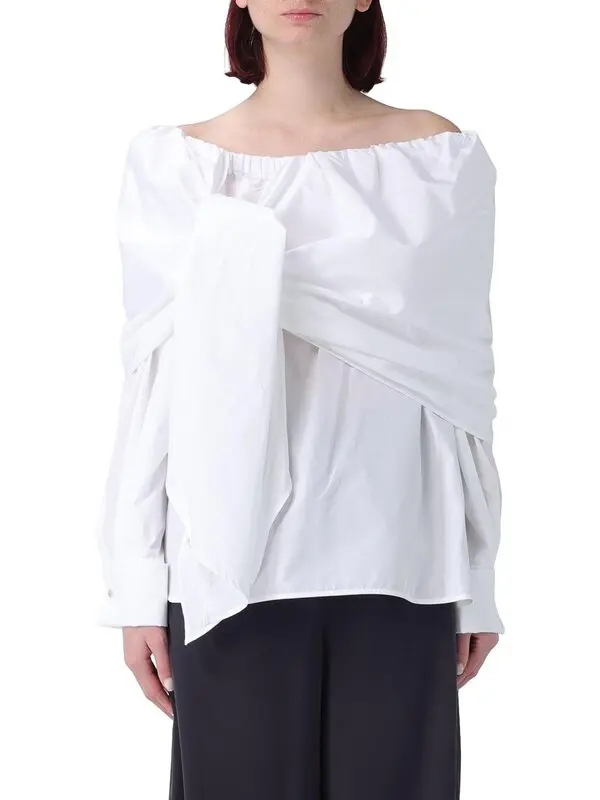 Max Mara Cotton Poplin Wrap Shirt - White