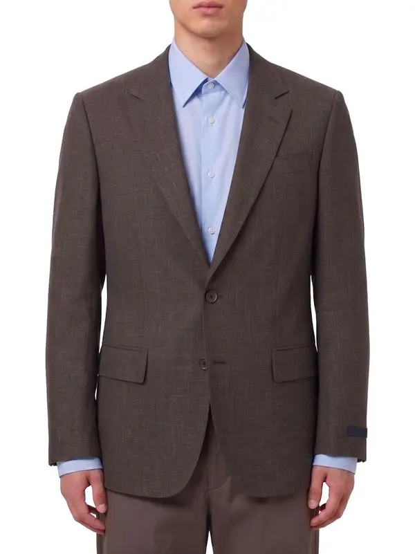 Hugo Boss Single-breasted Tailored Wool-blend Blazer - Brown