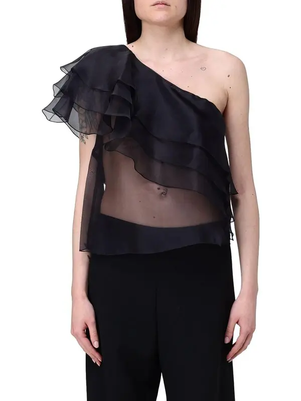 H COUTURE One-shoulder Ruffled Top - Nude