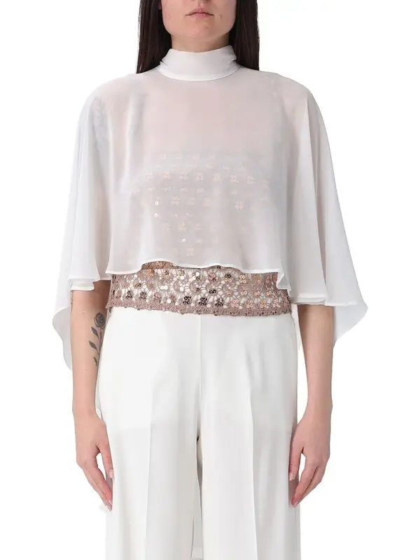 H COUTURE Sequined Lace Dress With Cape Overlay - Yellow Cream