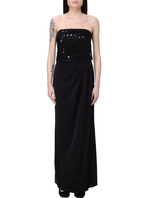 H COUTURE Strapless Lace Embellished Maxi Dress - Black
