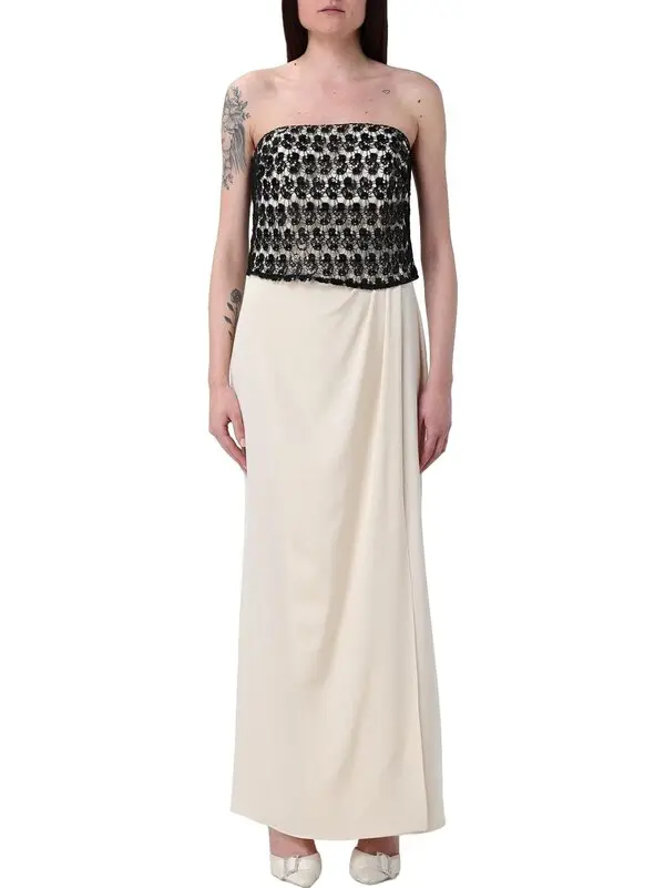 H COUTURE Strapless Lace Embellished Maxi Dress - Gold