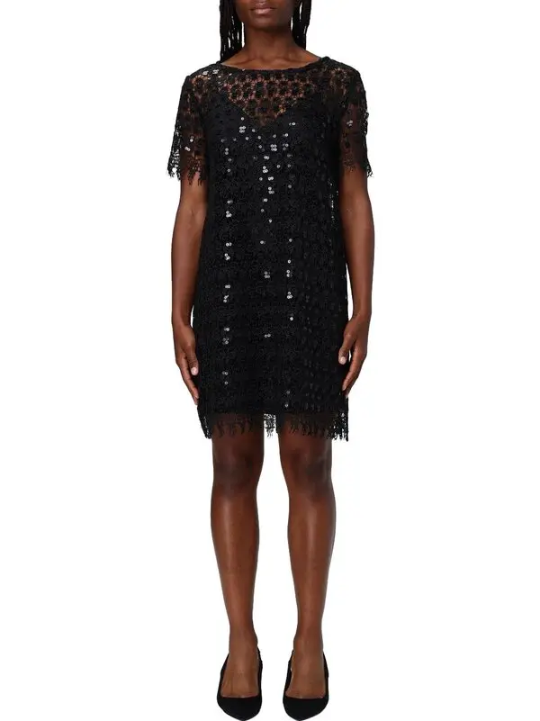 H COUTURE Sequin Lace Dress - Black