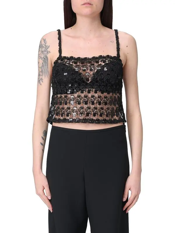 H COUTURE Lace And Sequin Embellished Top - Black