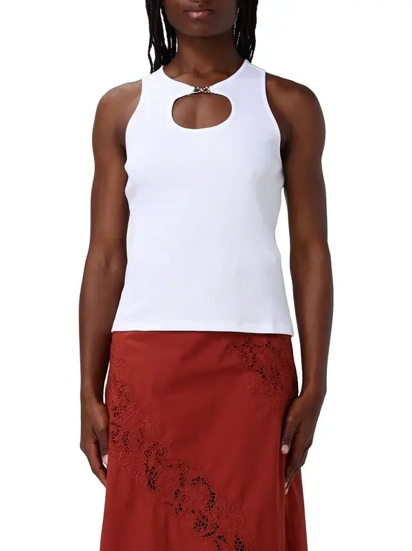 TWINSET Ribbed Tank Top With Keyhole Detail - White
