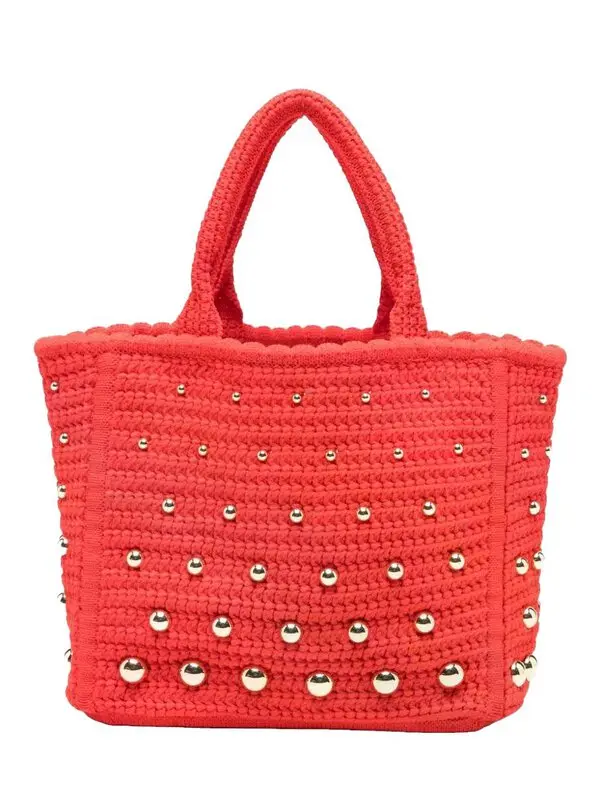 Sandro Stud-embellished Crochet Tote Bag - Red