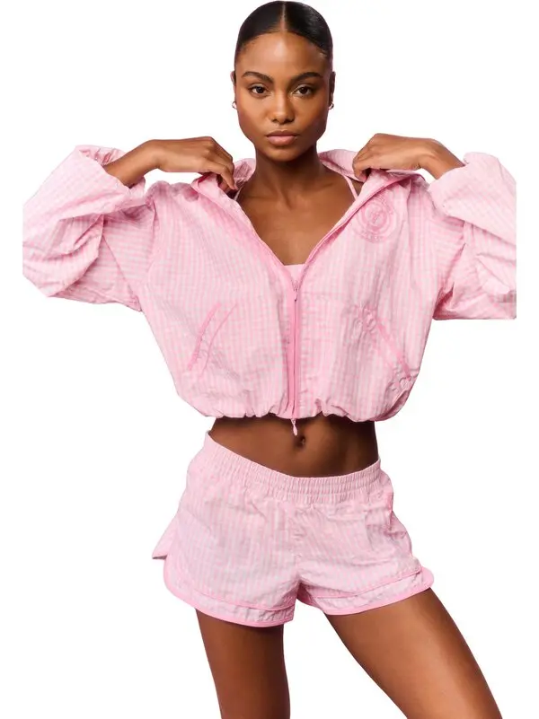 LoveShackFancy Kariana Gingham Windbreaker - Tickled Pink