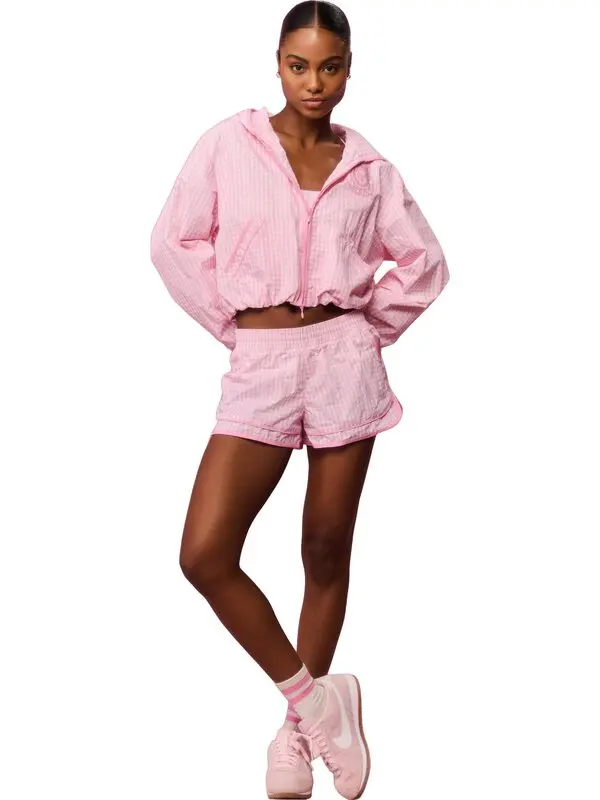 LoveShackFancy Lavey Gingham Windbreaker - Tickled Pink