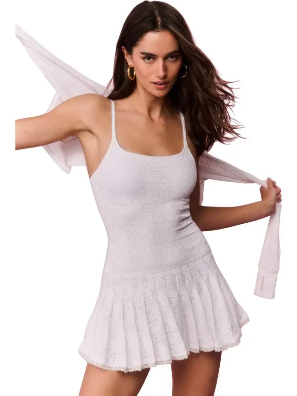 LoveShackFancy Leala Eyelet Active Dress - True White