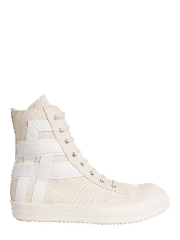 Rick Owens Cotton Canvas High-top Sneakers - White