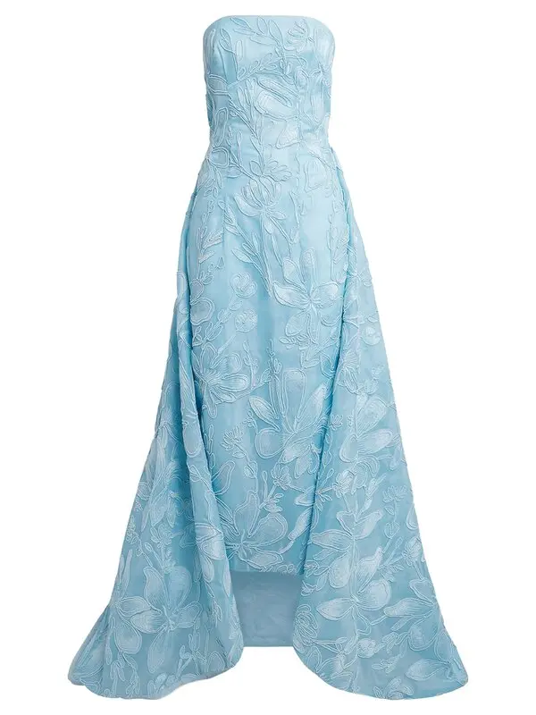 Monique Lhuillier Floral Corded Column Gown - Blue
