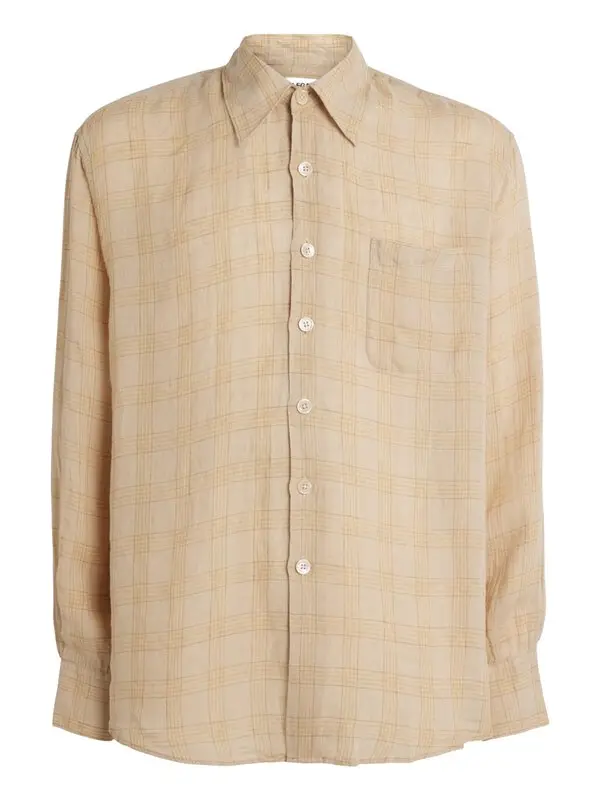 Our Legacy Cotton-linen-blend Check Above Shirt - Yellow