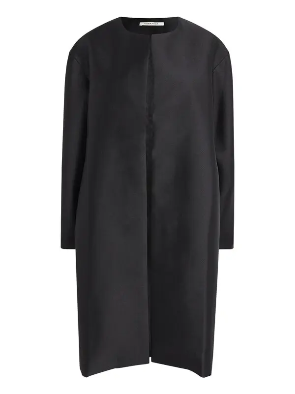 VORANIDA Collarless Long Coat - Black