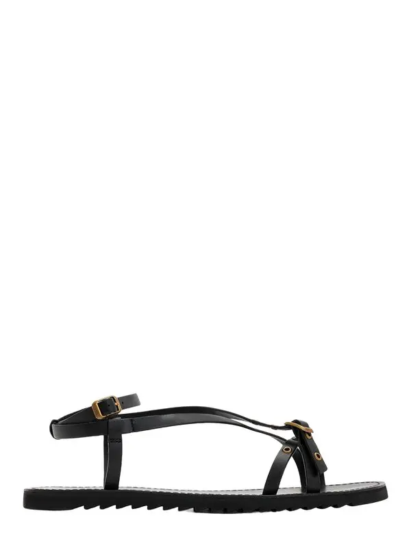 ALLSAINTS Leather Tyla Eyelet Sandals - Black