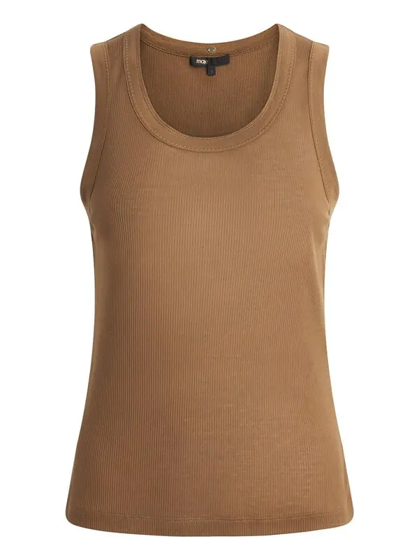 Maje Rib-knit Tank Top - Brown