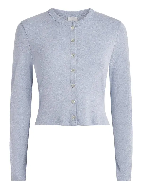 LESET Cotton Nando Cropped Cardigan - Blue