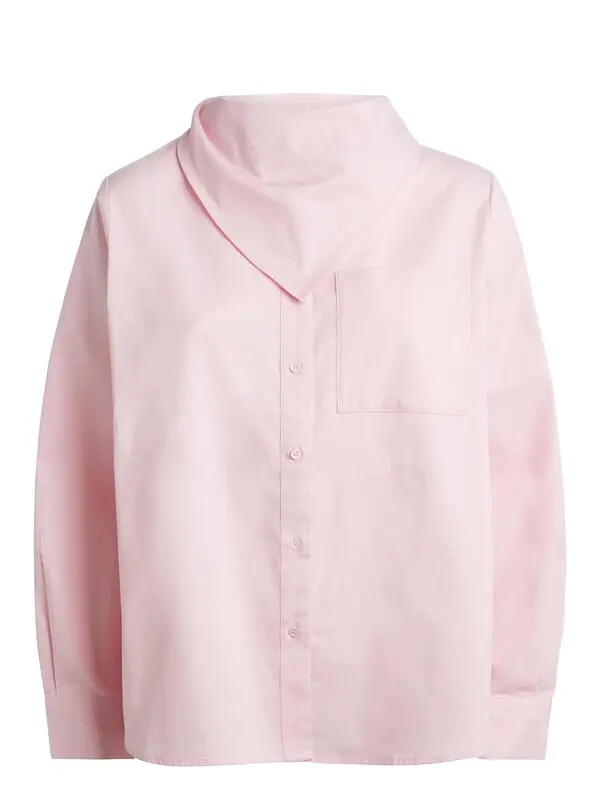 Maje Cotton Shirt With Scarf Detail - Pink