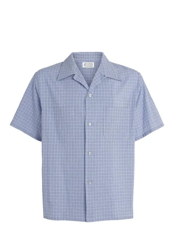 MAISON MARGIELA Check Open-collar Shirt - Blue