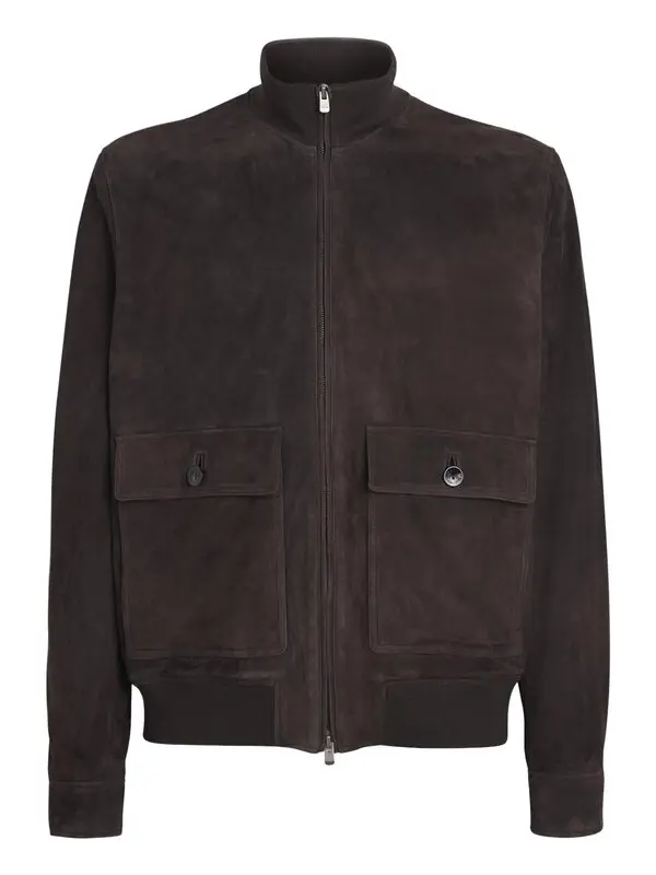 Agnona Suede Jacket - Brown