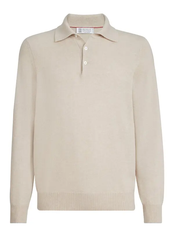 Brunello Cucinelli Cashmere Polo Sweater - Beige