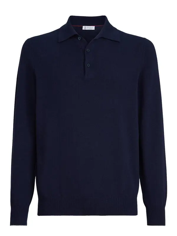 Brunello Cucinelli Cashmere Polo Sweater - Blue