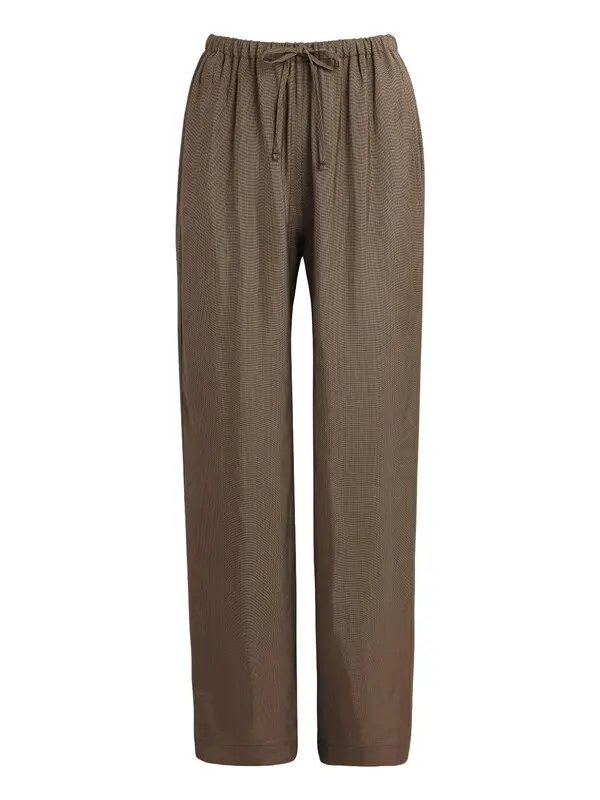 RÓHE Checkered Drawstring Trousers - Brown