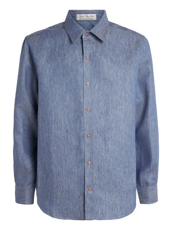 GOD'S TRUE CASHMERE Linen Denim Shirt - Blue